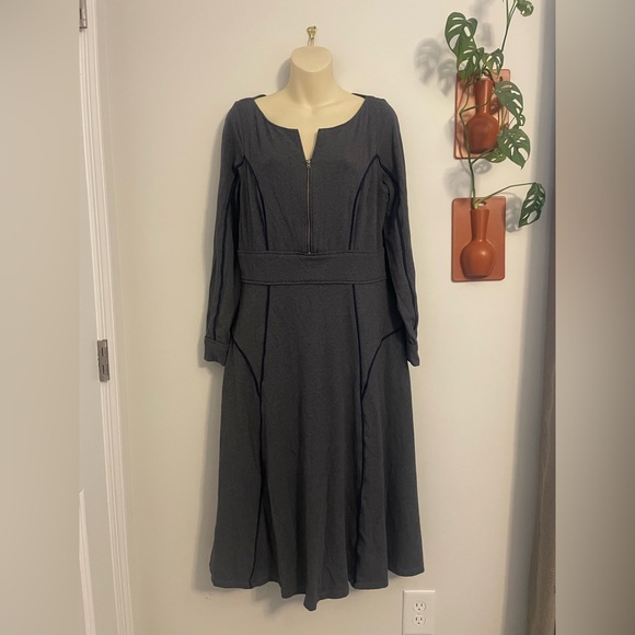 eshakti | Dresses | Eshakti Grey Midi Dress Half Zip | Poshmark